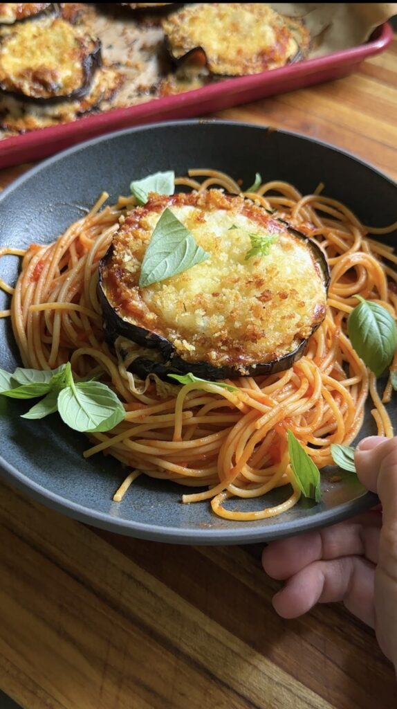 stacked eggplant parmesan pasta - Grace Elkus