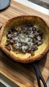 savory cottage cheese dutch baby with mushrooms - Grace Elkus